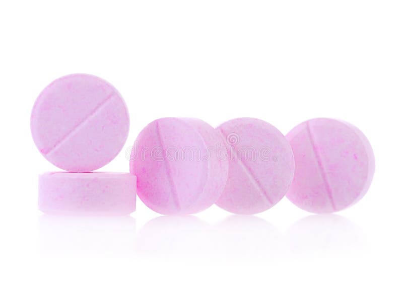 Pink Tablet Pills Isolated on White Background Stock Image - Image of ...