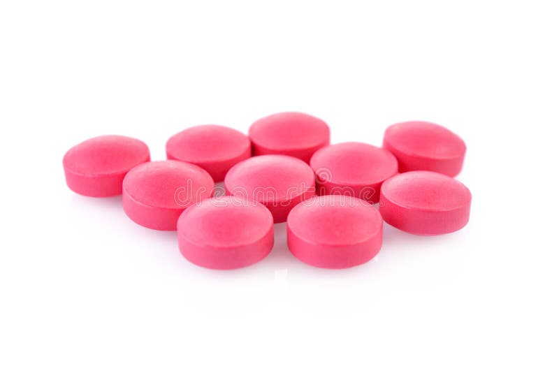 Pink Tablet in Packaging on White Stock Image - Image of healthy ...