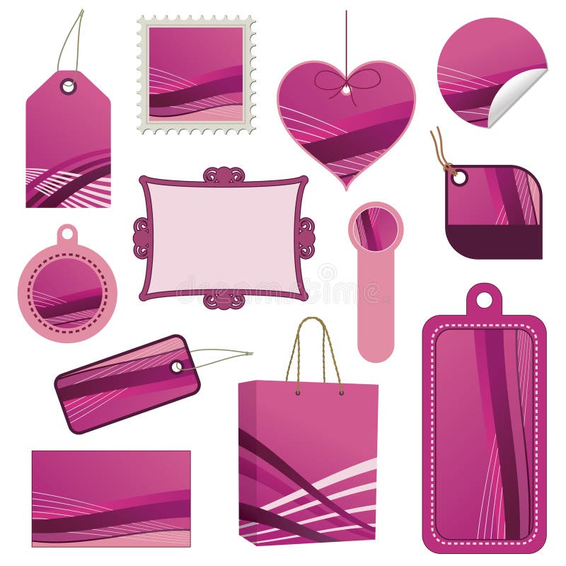 Pink tag set stock vector. Illustration of label, magenta - 10062919