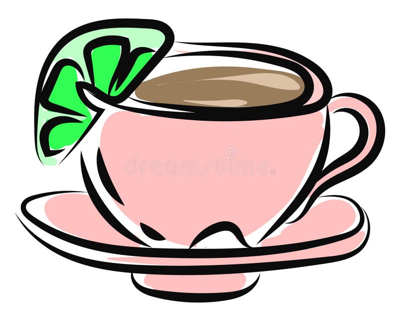 Vector Cartoon Illustration Of Pink Cup Of Tea Stock Vector ...