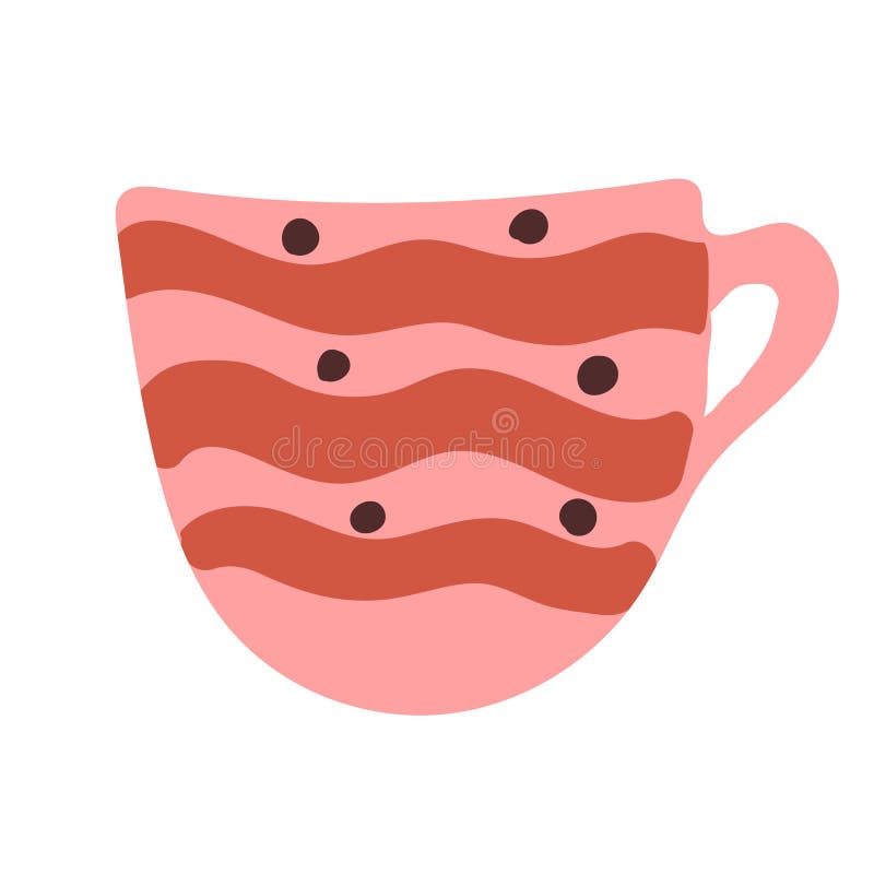 Pink Tea Cup with Ornament Isolated on White Stock Vector ...