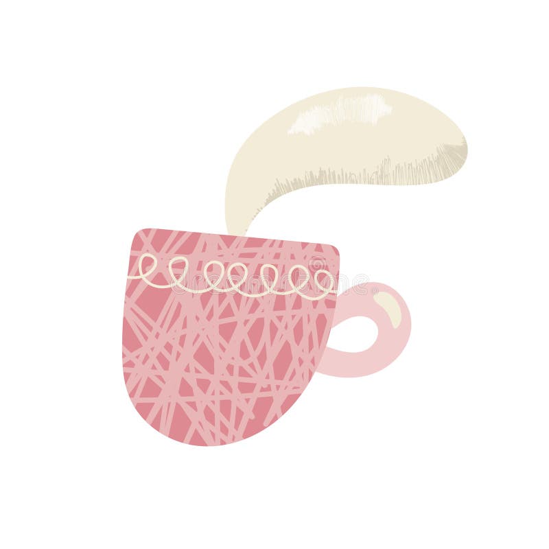 Pink Tea Cup Vector Illustration. Crockery with Handle for Drink. Stock ...