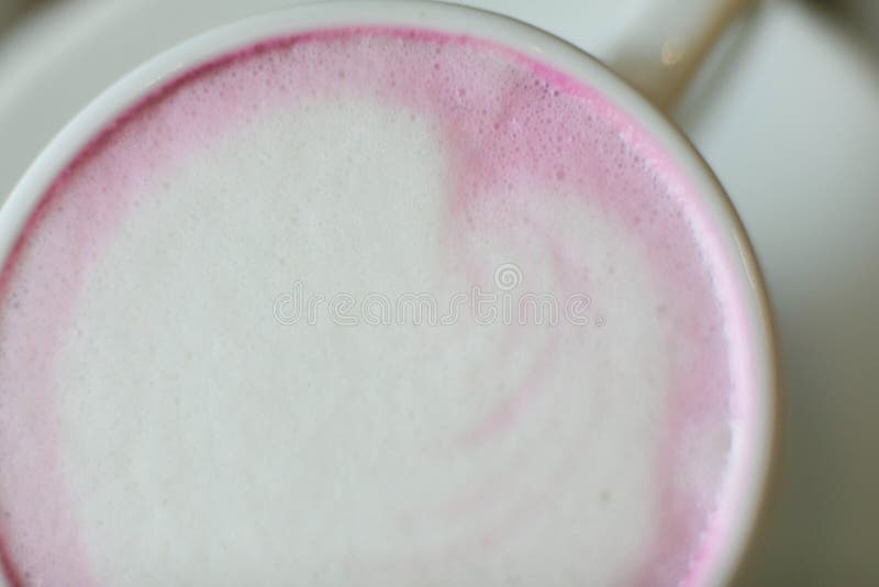 Pink Tea Matcha in a White Mug on the Table. Stock Photo - Image of ...