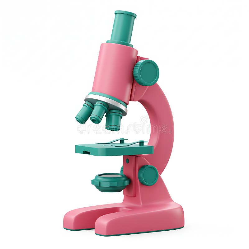 Pink and Teal Modern Microscope 3D Render High Resolution Detailed ...