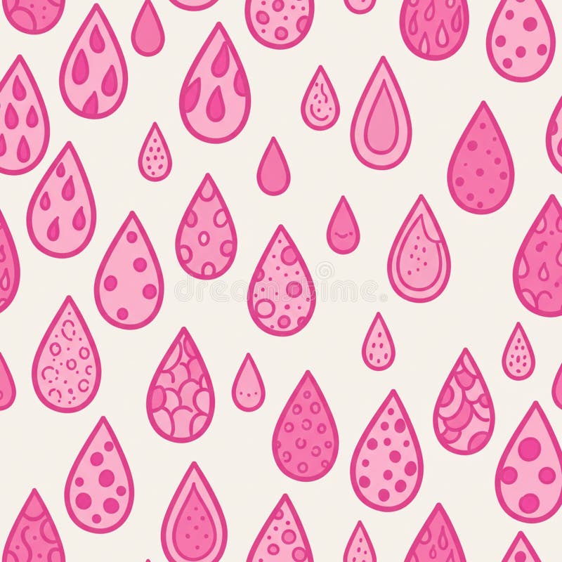 Pink Teardrop Shapes with Various Patterns, Including Dots, Waves, and ...