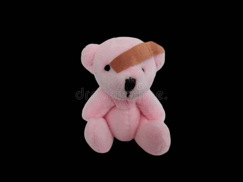 Pink Teddy Bear with a Band Aid on His Head Stock Image - Image of pink ...