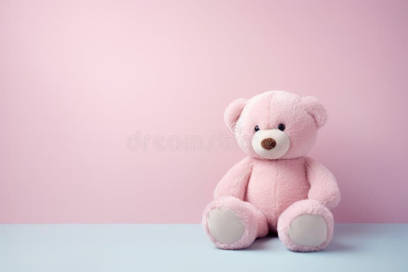 Pink Teddy Bear on Pastel Background Stock Illustration - Illustration ...