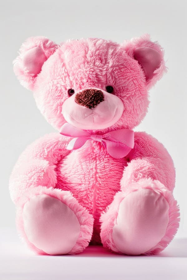 Pink Teddy Bear with Ribbon. Generative Ai Stock Illustration ...