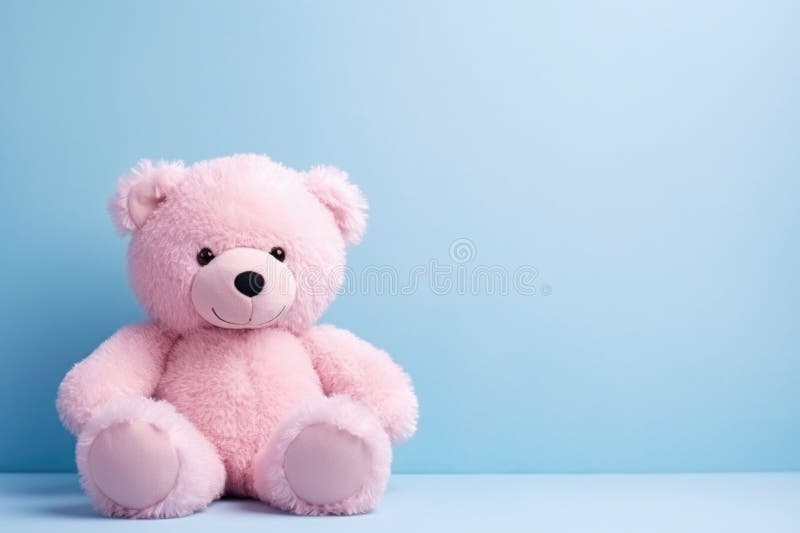 Pink Teddy Bear on a Blue Background Stock Illustration - Illustration ...