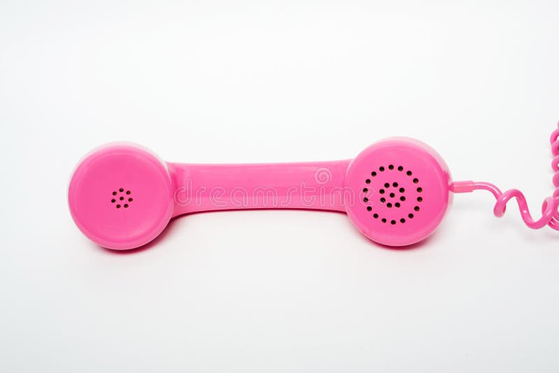 Pink Telephone on a White Background Stock Image - Image of handset ...