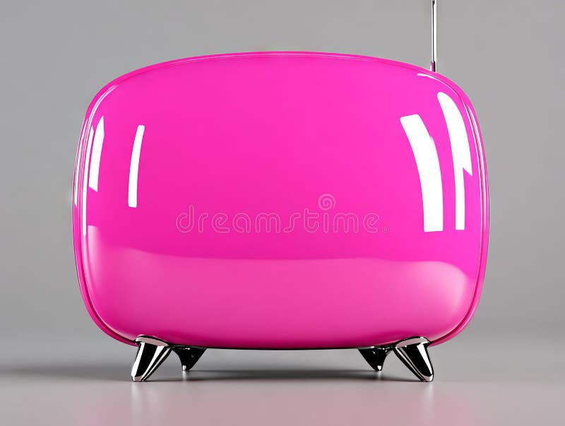 A Pink Television Sitting on Top of a Table Stock Illustration ...