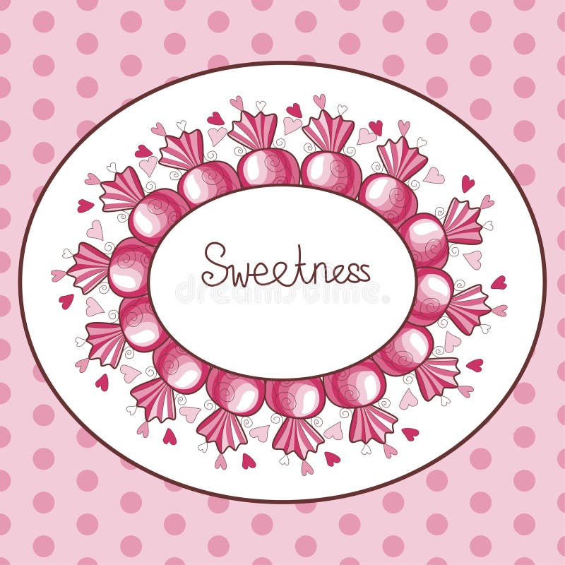 Pink template with sweets. stock vector. Illustration of colorful ...