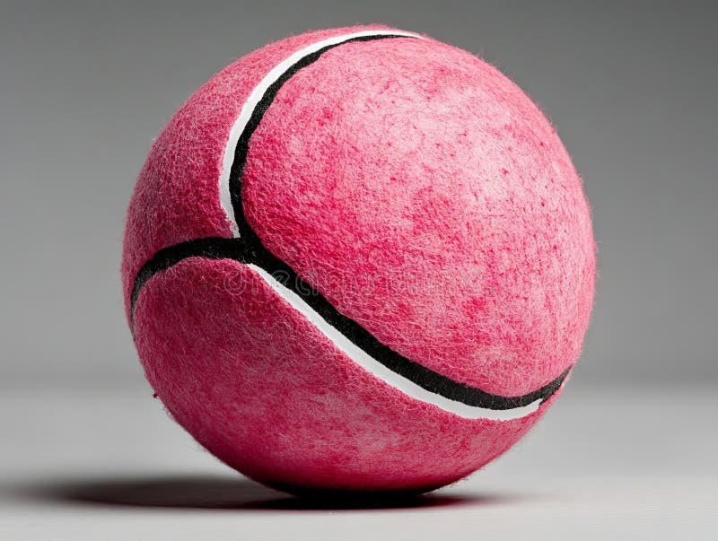 A Pink Tennis Ball with a Black and White Stripe on it Stock Image ...