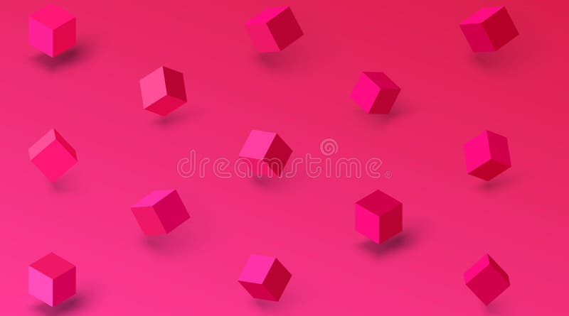 Pink Textured Background with Geometric 3d Cubes Pattern. Stock Vector ...