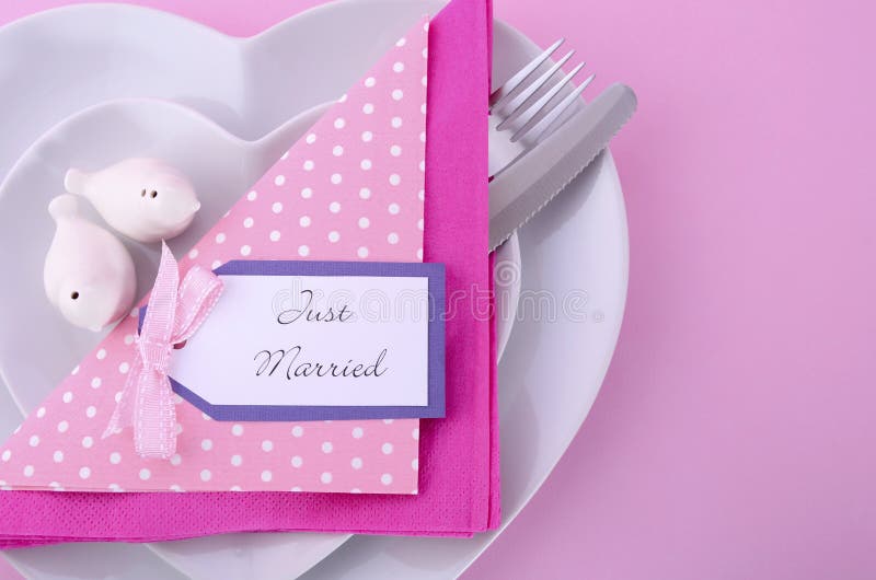 Pink Theme Wedding Table Place Setting. Stock Image - Image of pepper ...