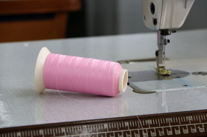 Pink Thread in the Thread Roll Put Horizontal on the Sewing Machine ...