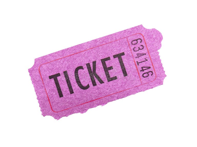 Pink Ticket on White Background. Stock Image - Image of raffle, closeup ...