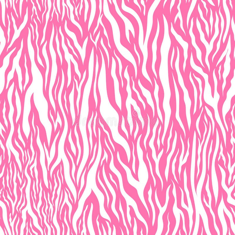 Pink Tiger Skin on White, Detailed Seamless Pattern Stock Illustration ...