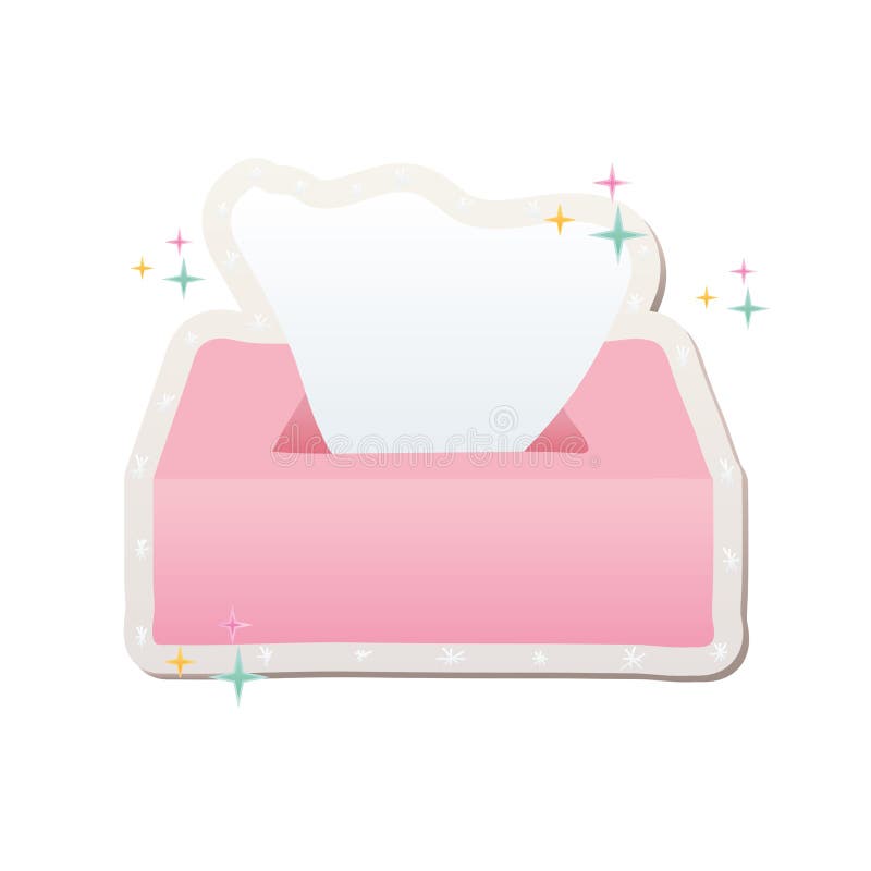 Pink Tissue Box with One Tissue Stickers Stock Vector - Illustration of ...