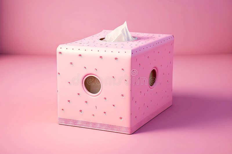 Pink Tissue Box with Pattern and Two Holes on Pink Background Stock ...