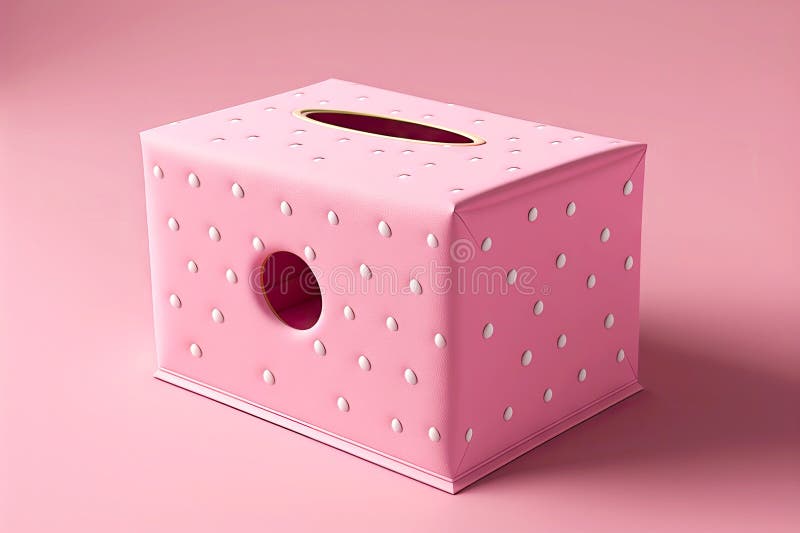 Pink Tissue Box with Pattern and Two Holes on Pink Background Stock ...