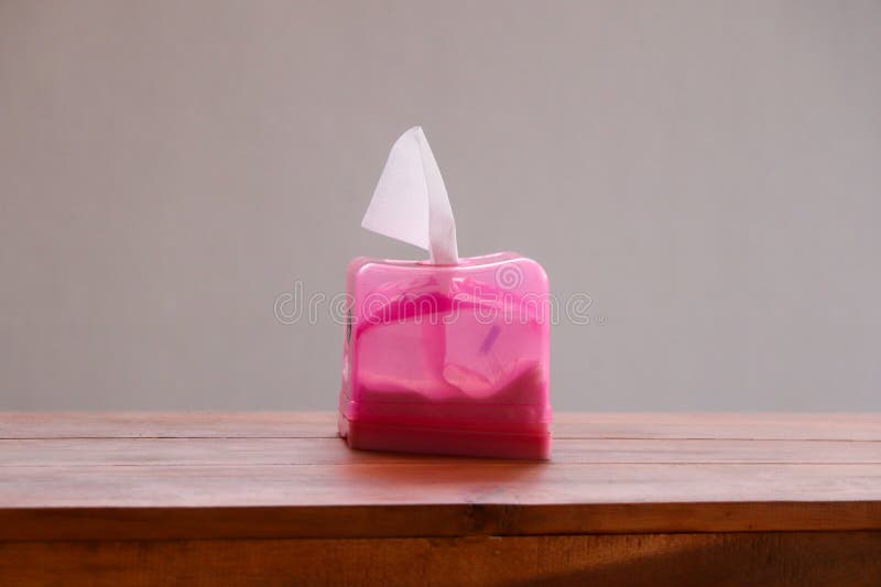Pink Tissue Box on the Table Stock Photo - Image of tissue, sanitary ...