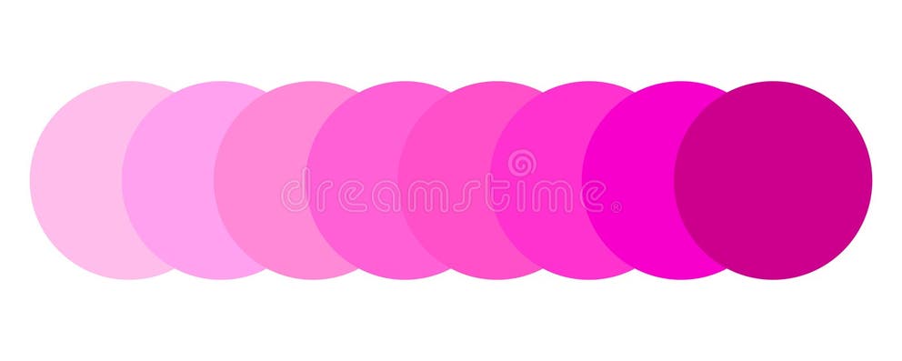 Pink Tone Circles. Gradient Color Blend. Saturated Ring Palette. Vector ...