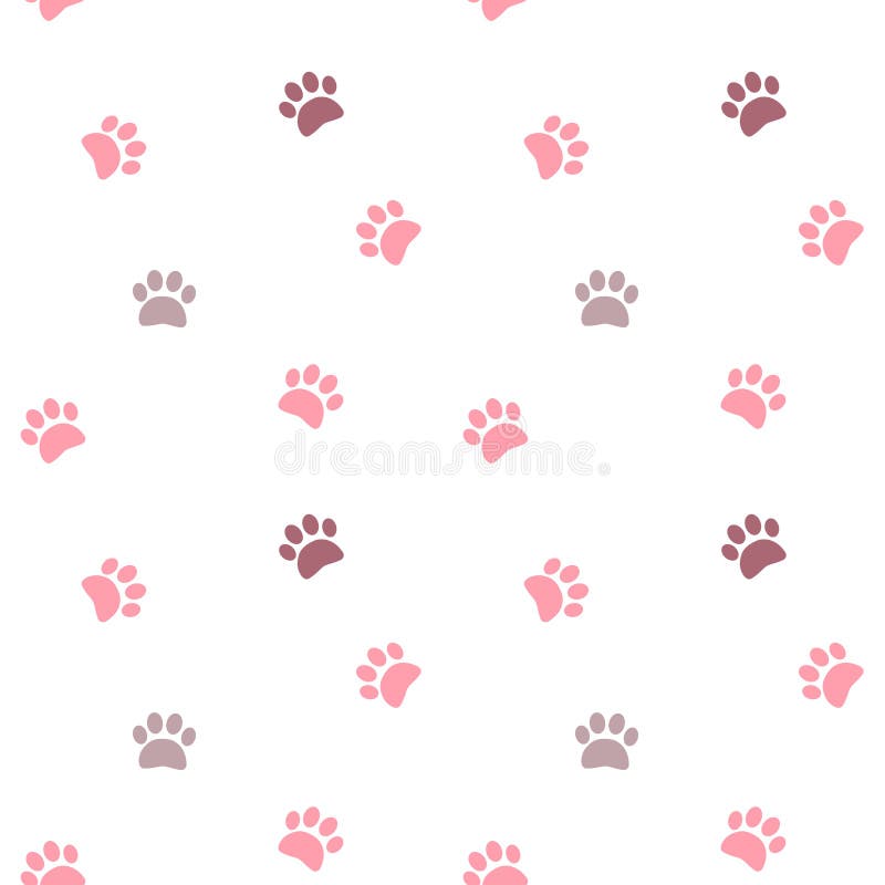 Pink Footprint Paws Vector Seamless Pattern. Step, Footstep, Track ...