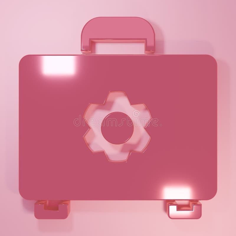 Pink Toolbox Icon Isolated on Pink Background. Tool Box Sign ...
