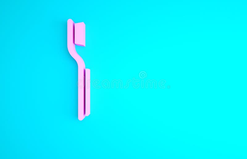 Pink Toothbrush Icon Isolated on Blue Background. Minimalism Concept ...