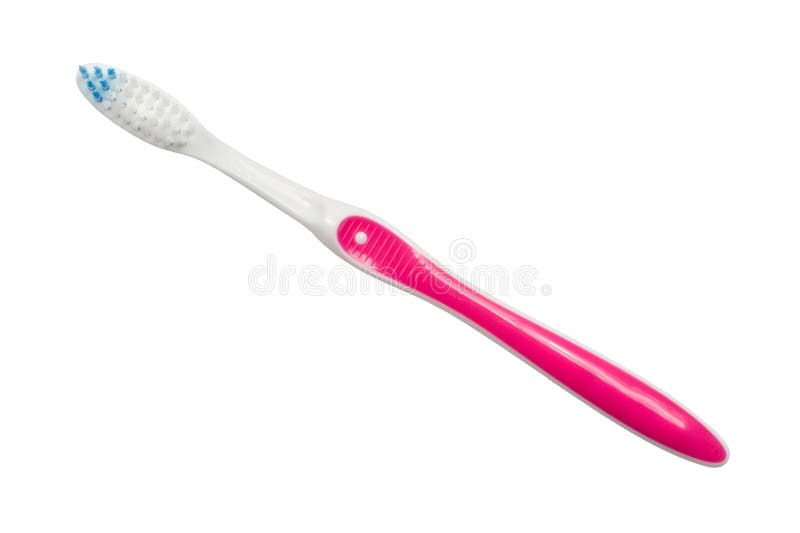 Pink Toothbrush Isolated on White Background. Stock Photo - Image of ...