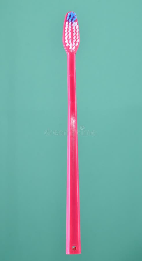 Pink Toothbrush on Mint Color Pastel Background. Stock Image - Image of ...