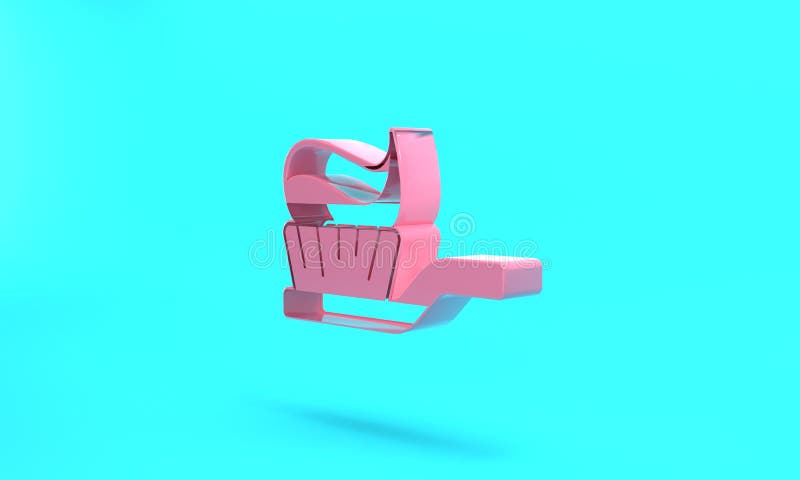 Pink Toothbrush with Toothpaste Icon Isolated on Turquoise Blue ...