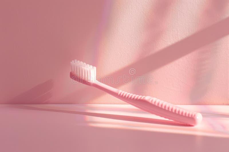 A Pink Toothbrush on a White Surface Stock Photo - Image of wall ...