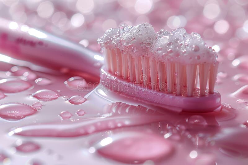 Pink Toothbrush with White Toothpaste for Maintaining a daily Oral ...