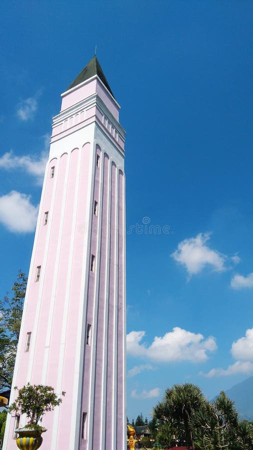 Pink tower and clear sky stock image. Image of church - 209964635