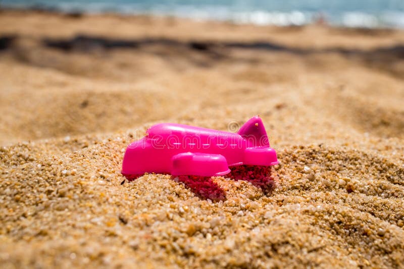 Pink Toy Plane on the Sand Close Up. Stock Photo - Image of plastic ...