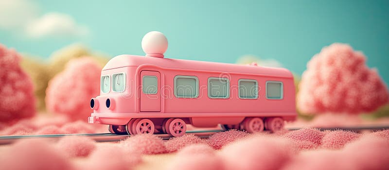 A Pink Toy Train on a Fluffy Pink Track Stock Illustration ...