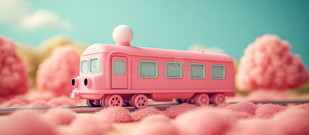 A Pink Toy Train on a Fluffy Pink Track Stock Illustration ...
