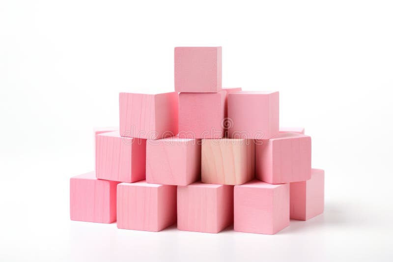 Pink Toy Toy Wooden Blocks White Background Stock Illustration ...