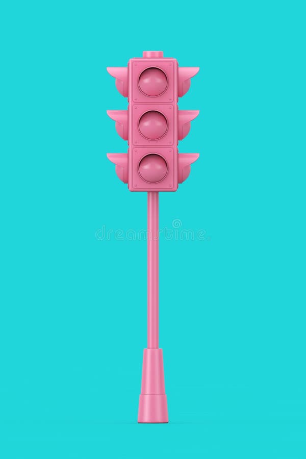 Pink Traffic Light Icon Isolated on Blue Background. Minimalism Concept ...