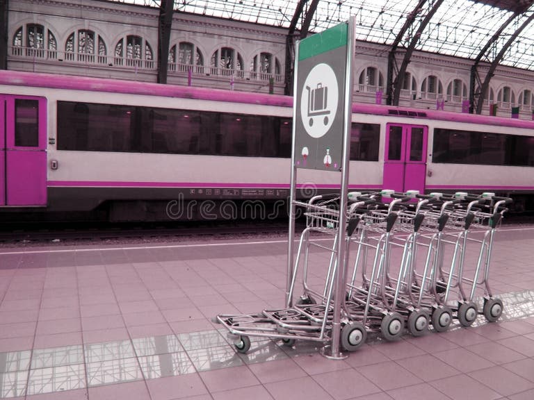 Pink train station stock image. Image of sign, antic, transport - 604881