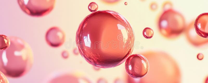 Pink Translucent Bubbles Floating in Soft Light, Abstract Background ...