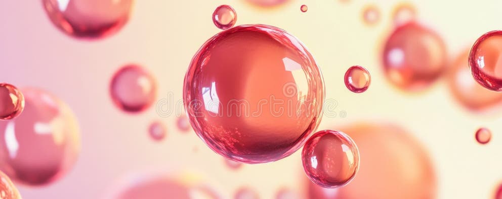 Pink Translucent Bubbles Floating in Soft Light, Abstract Background ...