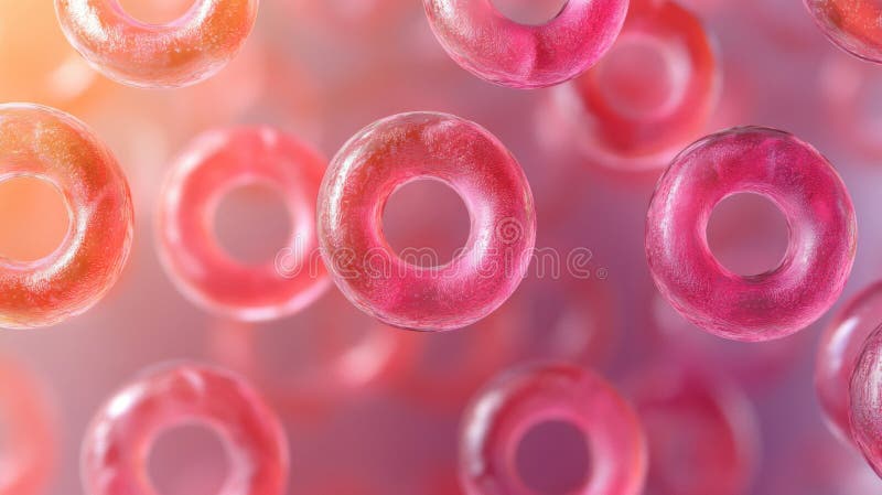 Pink Translucent Ring Shapes Float in Soft Light Stock Illustration ...