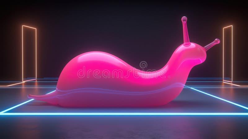 Pink Translucent Snail on a Glowing Blue and Pink Background Stock ...