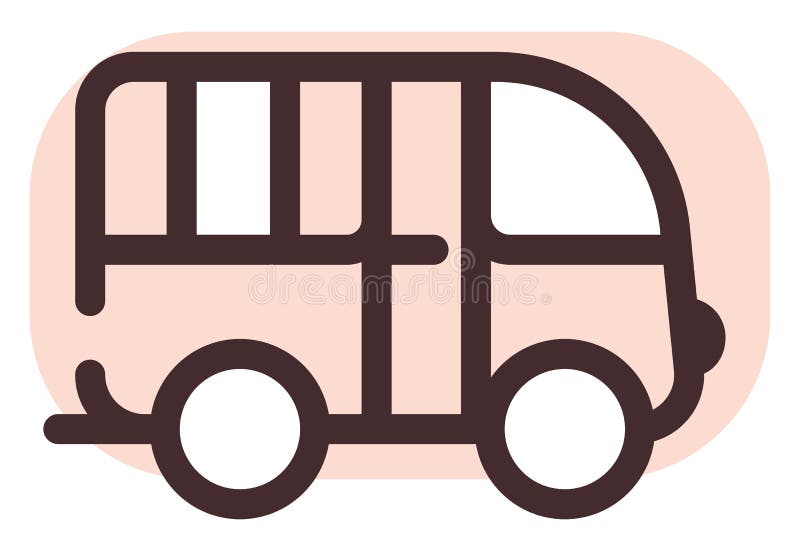 Pink travel bus, icon stock vector. Illustration of design - 261074617