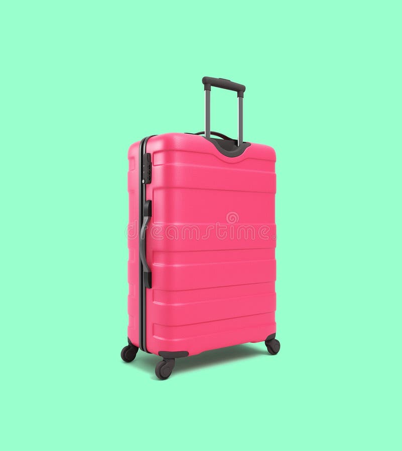 Pink Travel Suitcase Travel Concept Minimal Style Perspective Front ...