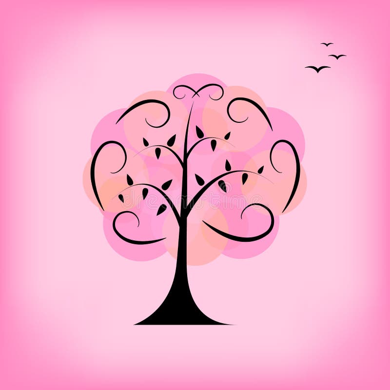 Pink tree stock vector. Illustration of leaf, floral - 30002980