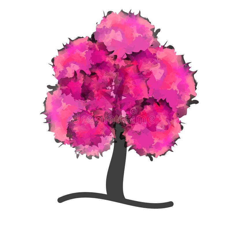 Pink tree stock vector. Illustration of blossom, park - 46345281